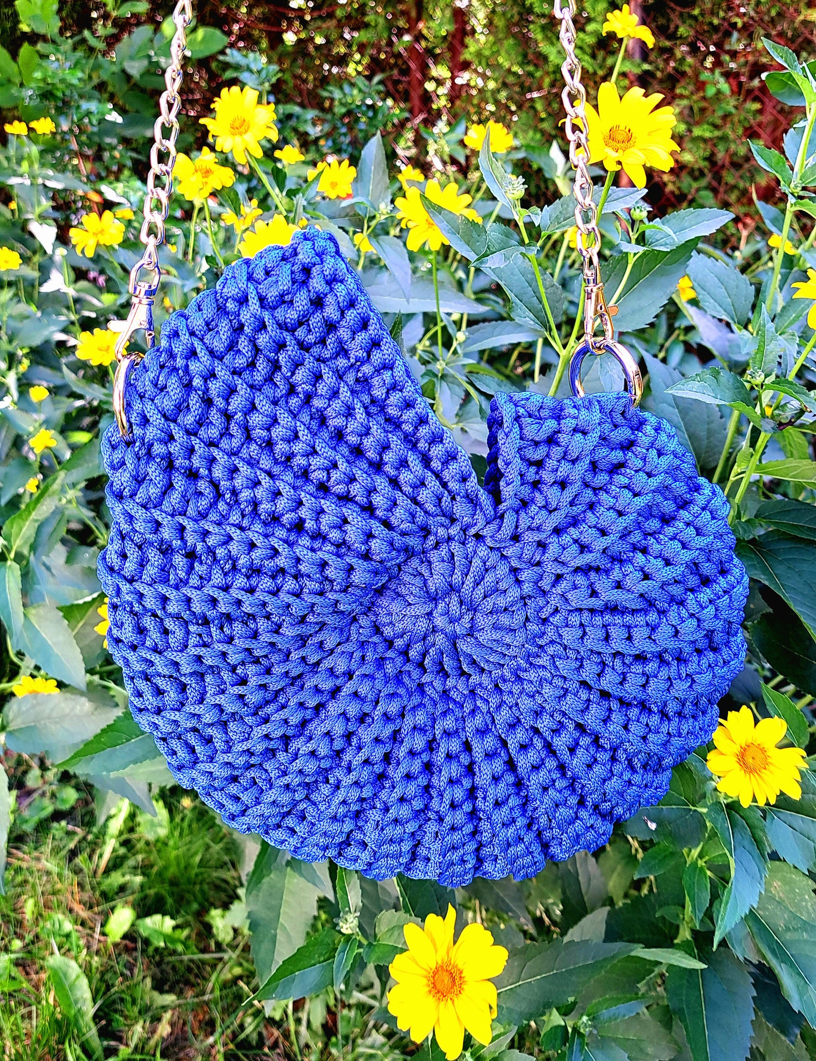 Navy Blue Seashell Crochet Bag Ocean-inspired Handbag Unique Beach ...