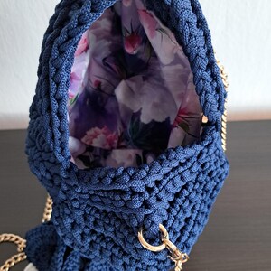 Navy Blue Shell Bag Handmade Crochet Seashell Purse, Boho Chic Clutch ...