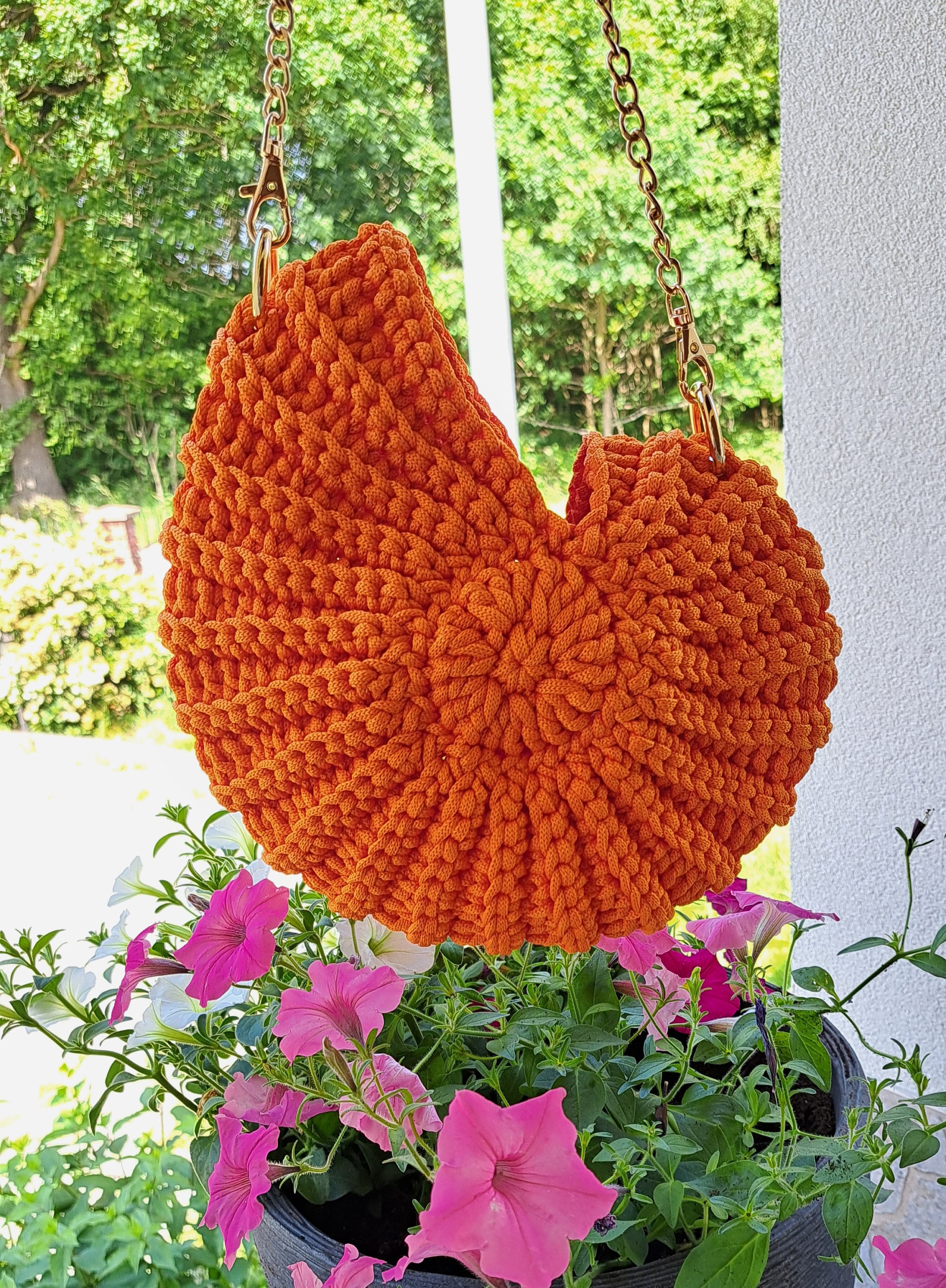 Orange Shell Bag Handmade Crochet Seashell Purse, Vibrant Coastal ...