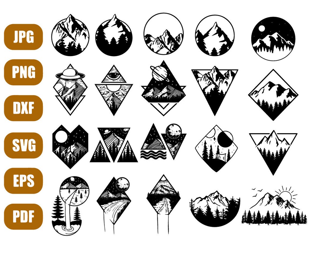 Mountain Trees Svg, Nature Svg, Moon Phase Svg, Tree/forest Svg, Moon ...