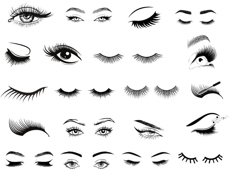 40 Eyelashes SVG Bundle, Lashes and Brows Cut Files, Lashes Laser Files ...