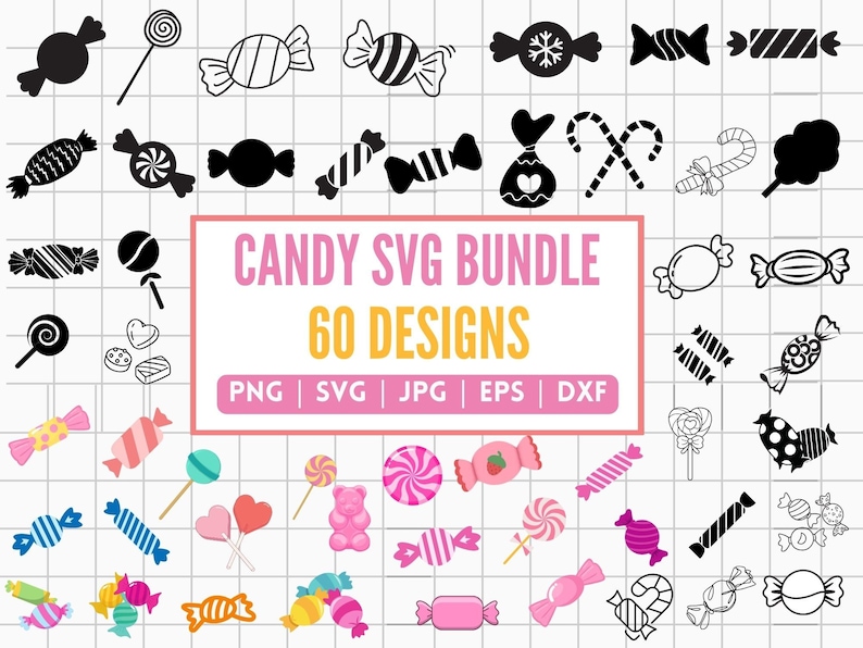Candy SVG Bundle, Sweets PNG Designs, Candy Doodle Art, Candy Sticker ...
