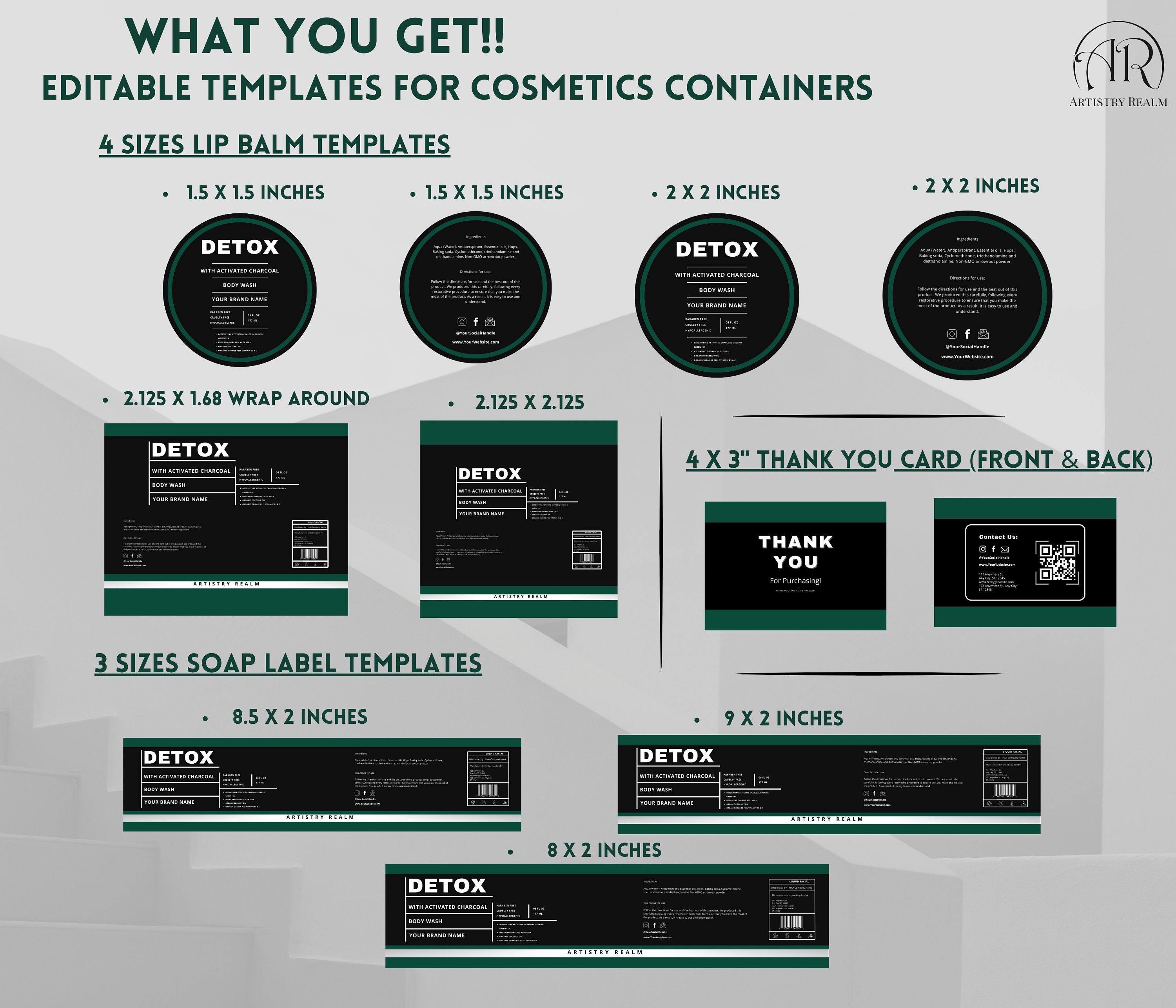 EDITABLE Cosmetic Label Template, Skincare Products Branding, Custom ...