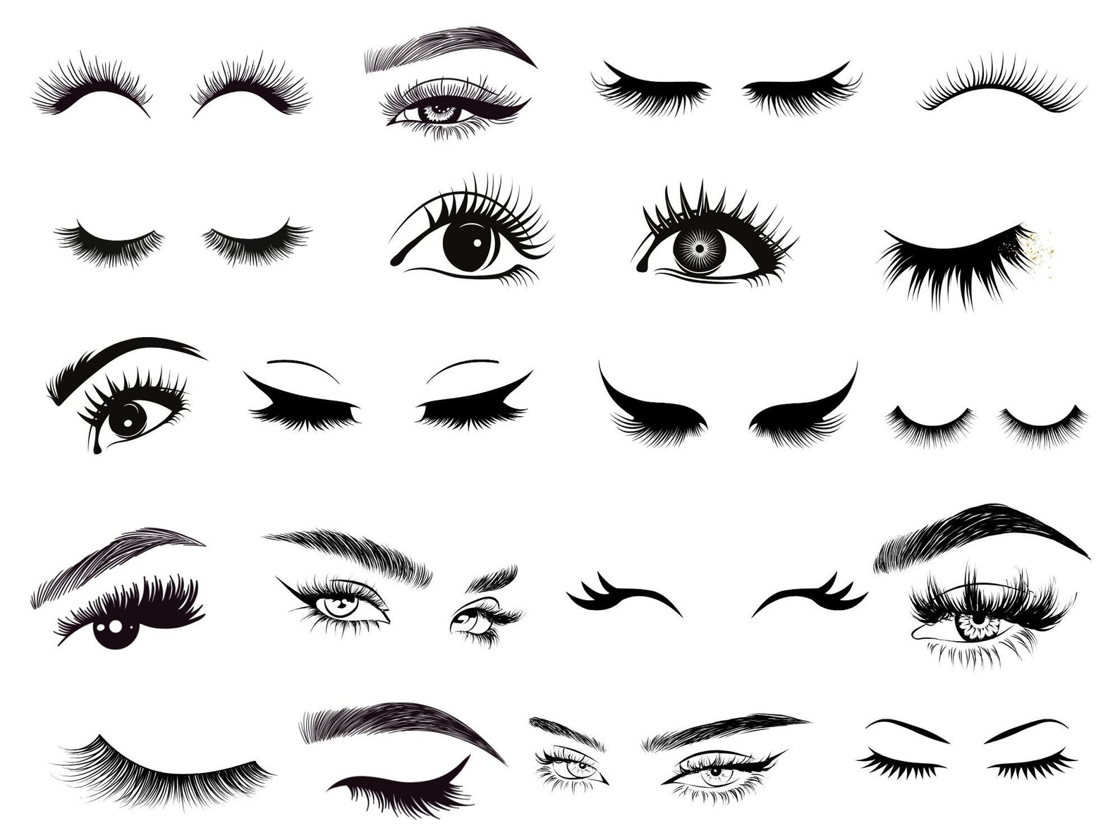 40 Eyelashes SVG Bundle, Lashes and Brows Cut Files, Lashes Laser Files ...