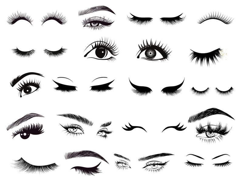 40 Eyelashes SVG Bundle, Lashes and Brows Cut Files, Lashes Laser Files ...
