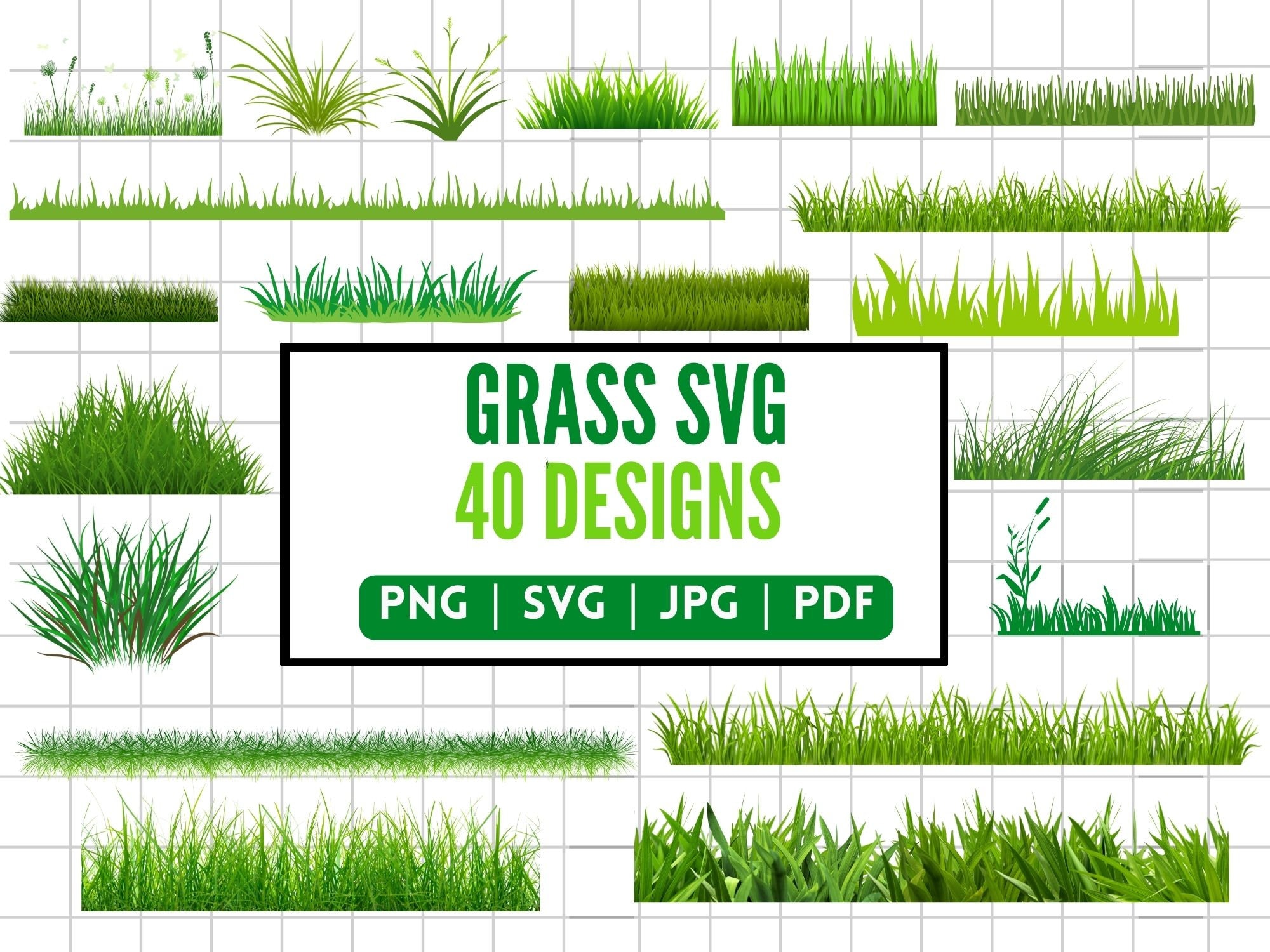 Green Grass SVG Bundle, Wild Grass PNG Design, Grass Vector Graphic ...