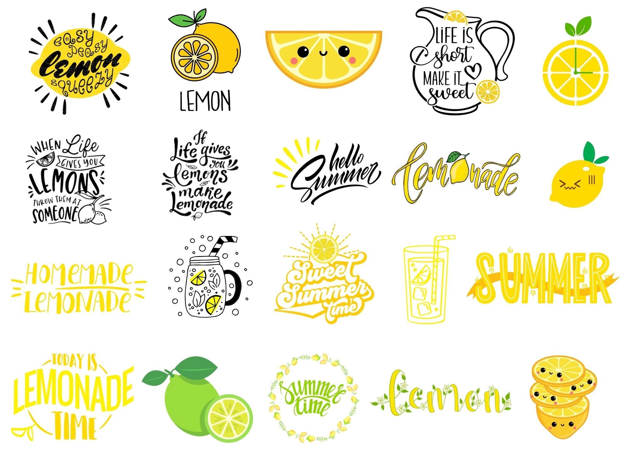40 Lemons SVG Bundle, Lemonade SVG Designs, Summer SVG, Lemon Decor ...