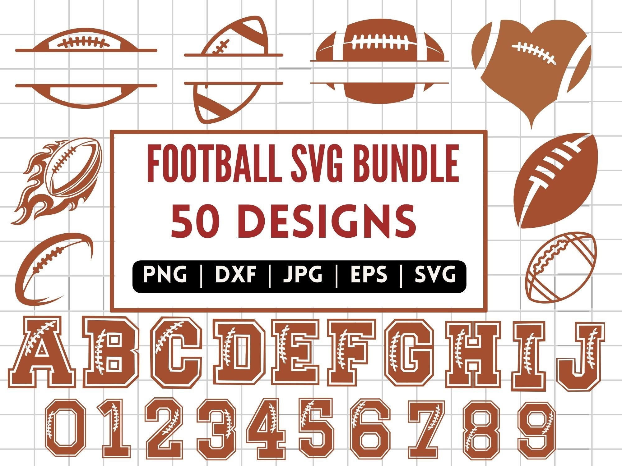 Football SVG Bundle, Football Clipart, Football Stitch Numbers ...