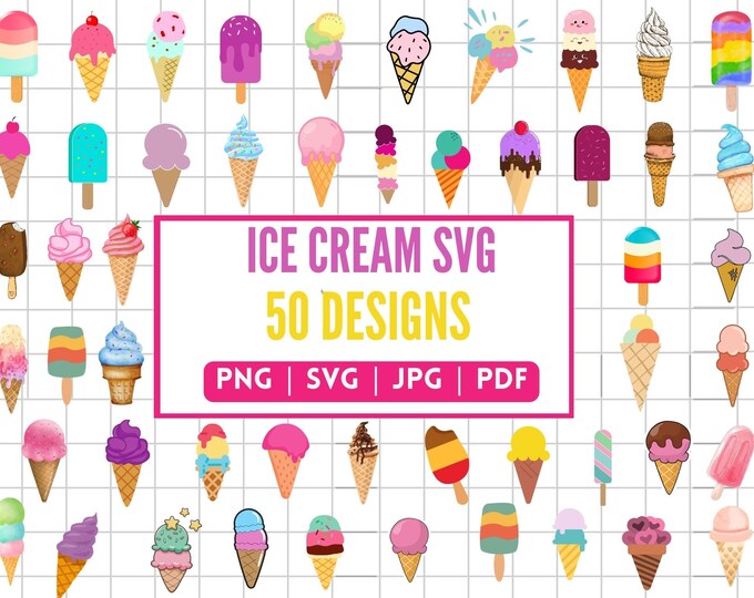 Kawaii Ice Cream Svg Png, Pdf Wall Art, Cute Icecream Cone Clipart, Ice ...