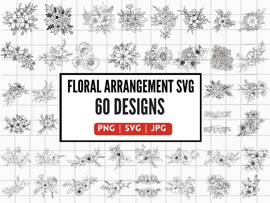 60 Floral Arragement SVG Designs, Flowery Design PNG, Wedding Wreath ...