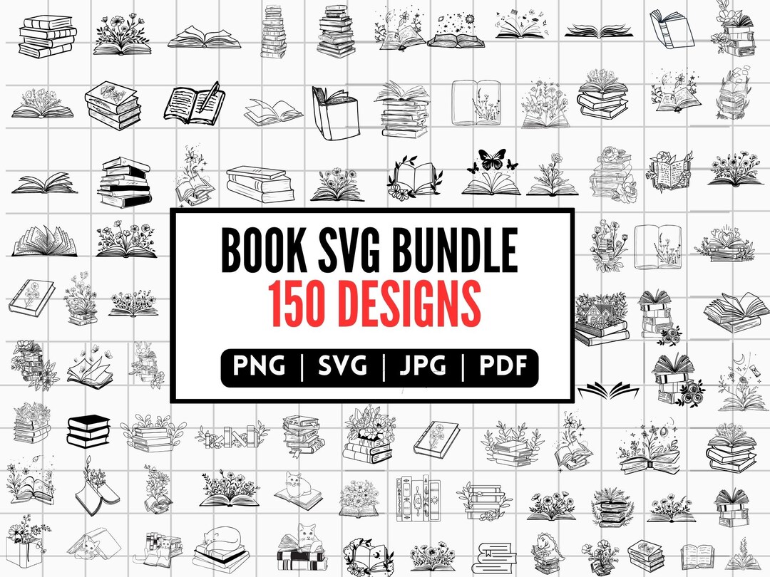 Books SVG Bundle, Floral Book Sublimation Designs, Book Lovers PNG ...