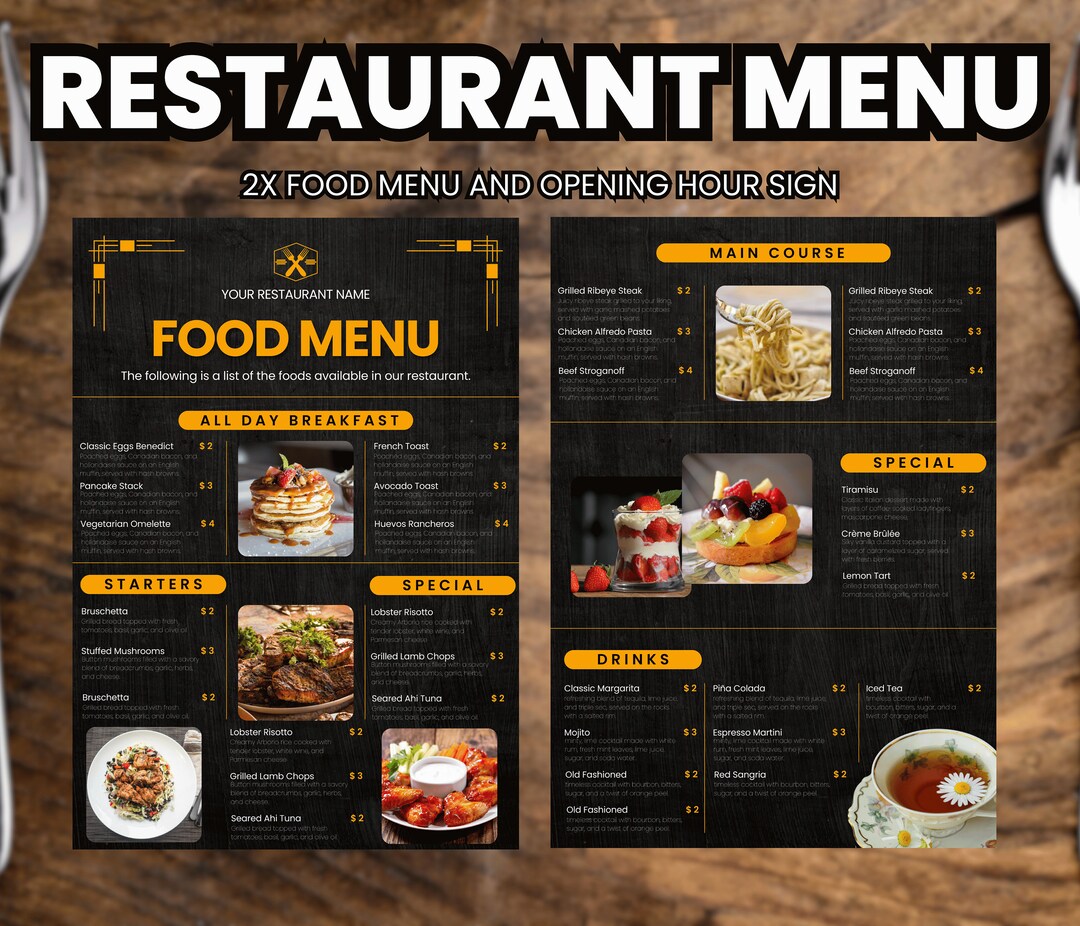 Restaurant Menu Template, Burgers, Sandwiches, BBQ Menu Design, Modern ...