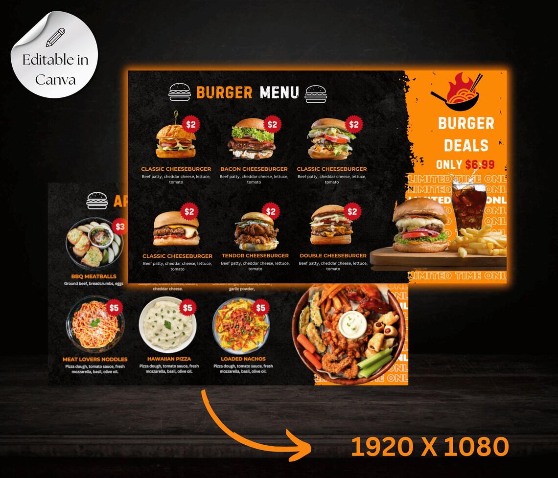 Editable Digital Menu Template, Animated TV Display Menu Template ...