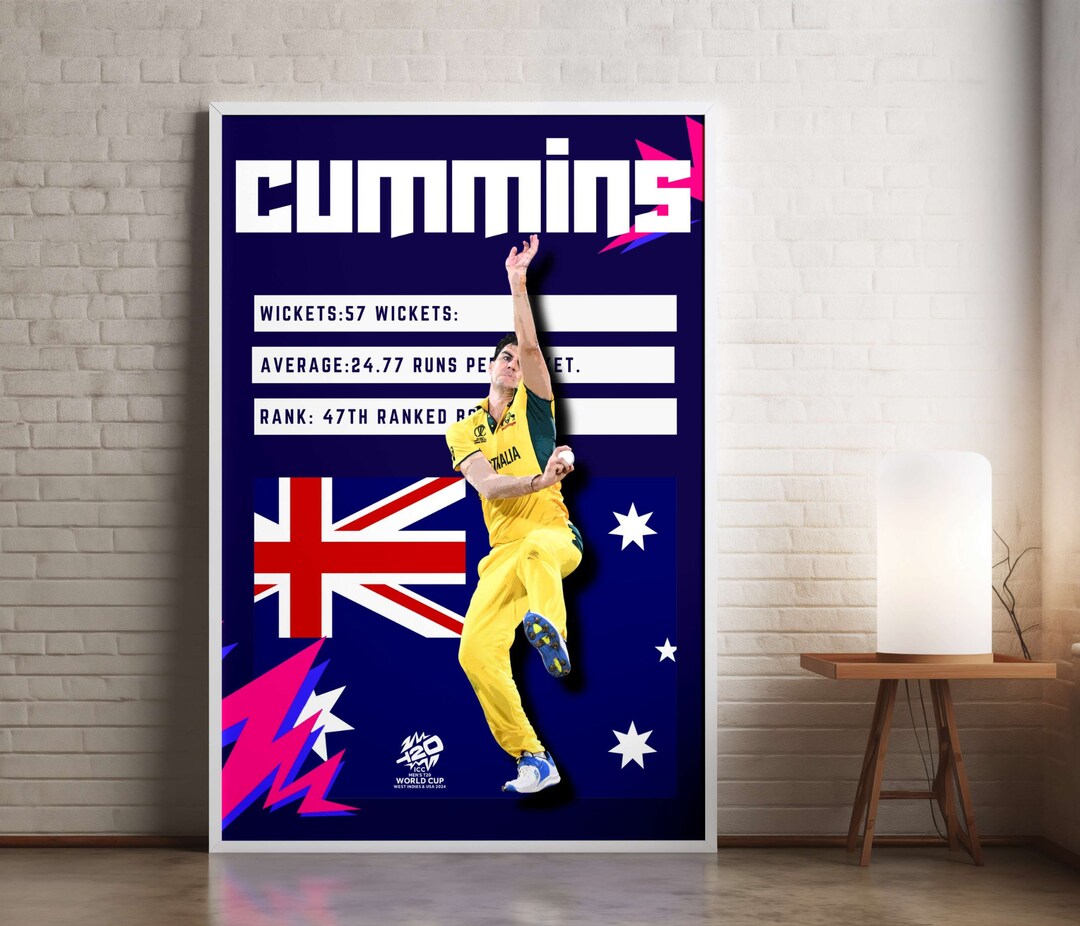 Pat Cummins Poster Australian Cricket Poster Cricket World Cup Banner ...
