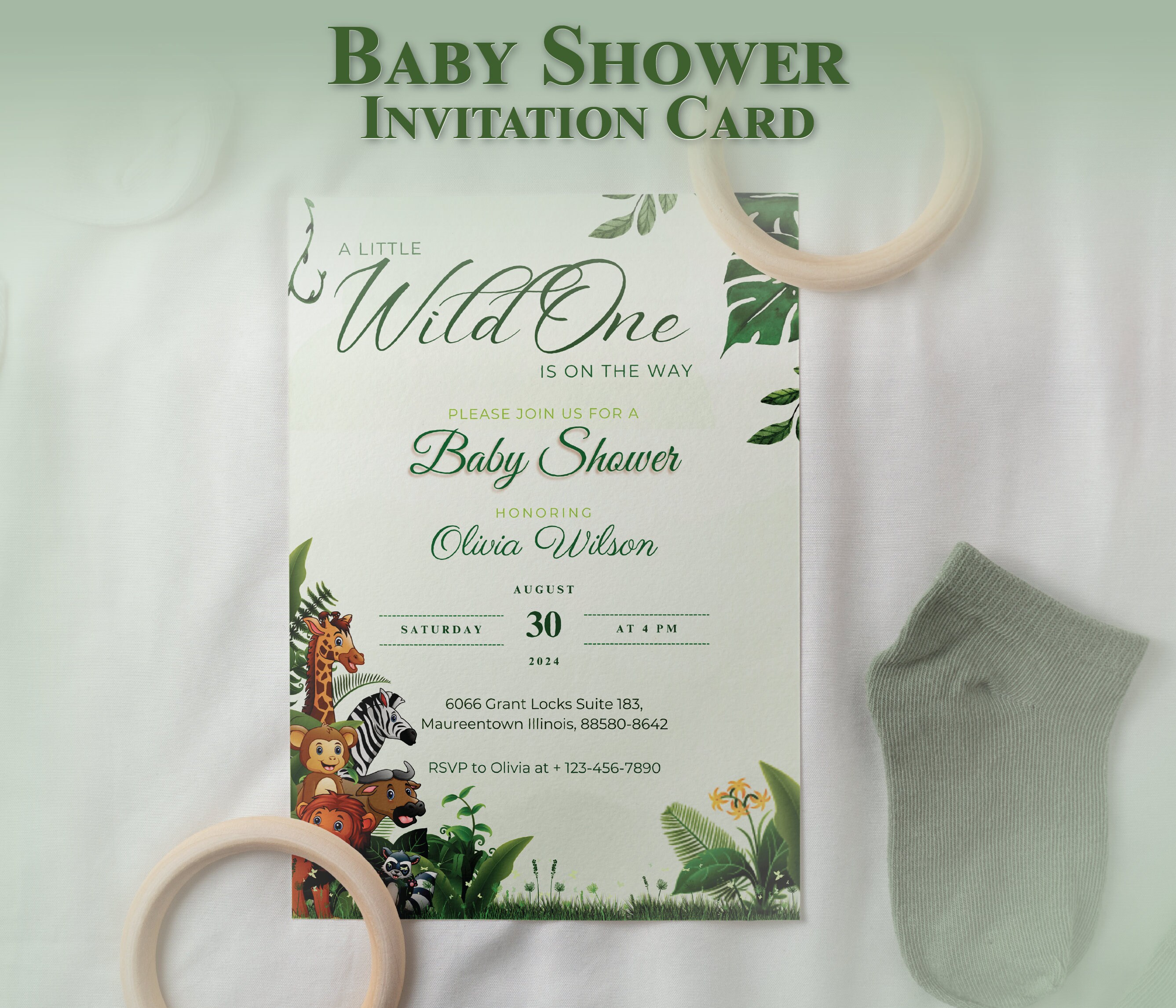 Safari Baby Shower Invitation | A Little Wild One is on the Way | Baby ...