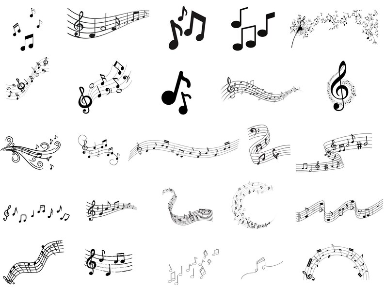 Musical Notes SVG Bundle, Music Notes Cut Files, Notes Monograms ...