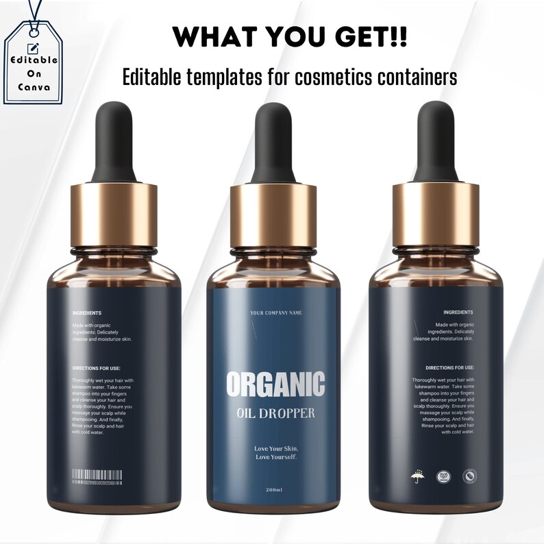 Essential Oil Bottle Label Template, DIY Label Design for Dropper ...