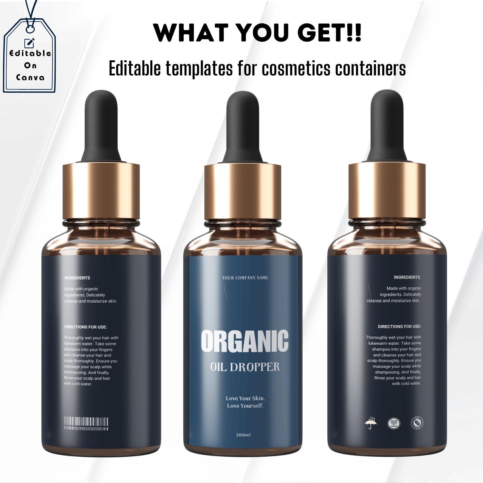 Essential Oil Bottle Label Template, DIY Label Design for Dropper ...