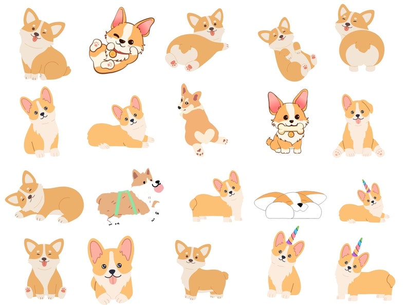 40 Corgi Dog SVG Bundle, Corgi Laser Cut, Corgi PNG Designs, Welsh ...