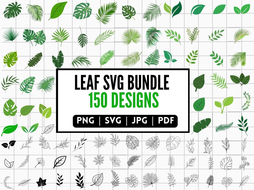 Leaf SVG Bundle, Green Leaves SVG Bundle, Tropical Leaves Sublimation ...