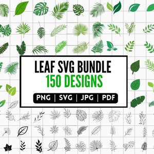 Leaf SVG Bundle, Green Leaves SVG Bundle, Tropical Leaves Sublimation ...