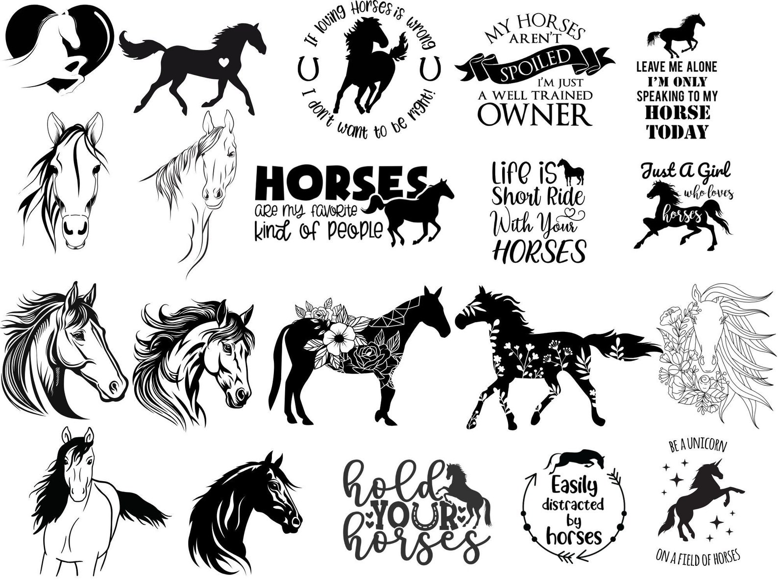 50 Horse SVG Bundle, Horse Head SVG, Running Horse SVG Design, Horse ...