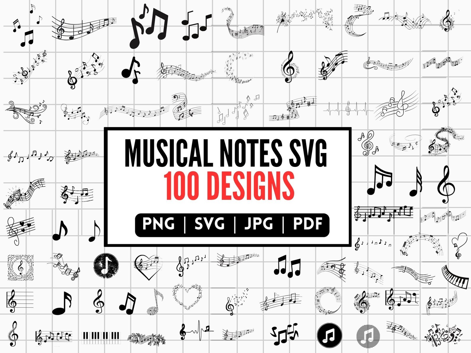 Musical Notes SVG Bundle, Music Notes Cut Files, Notes Monograms ...