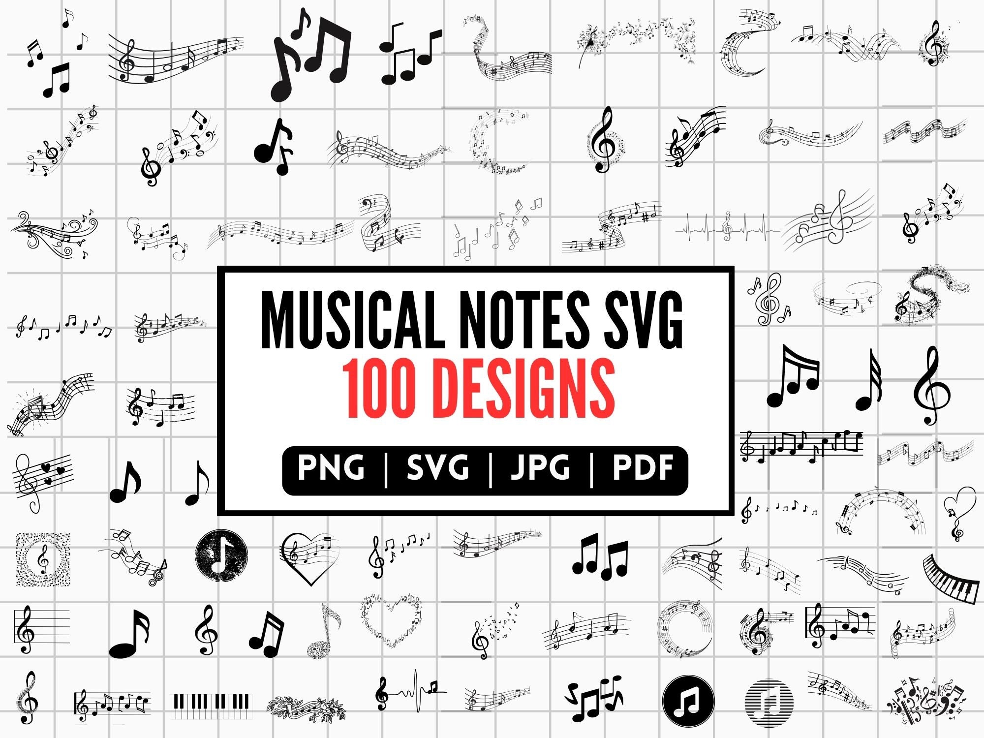 Musical Notes SVG Bundle, Music Notes Cut Files, Notes Monograms ...