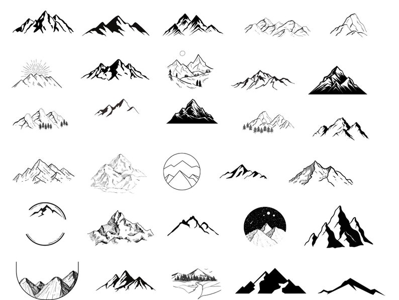 Mountains SVG Bundle, Mountain Ranges Vector Files, Mountain Monogram ...
