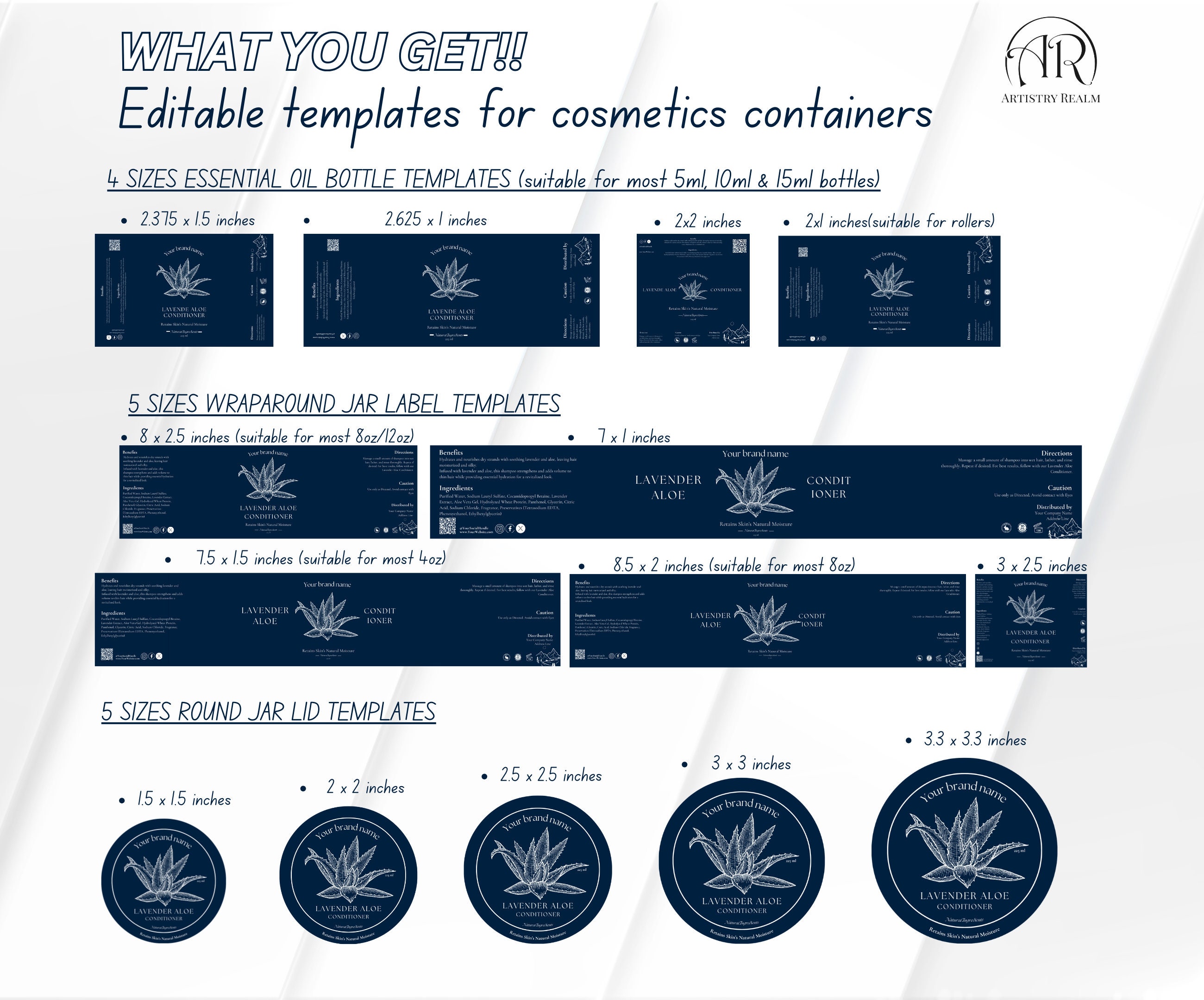 EDITABLE Cosmetic Label Template, Skincare Products Branding, Custom ...