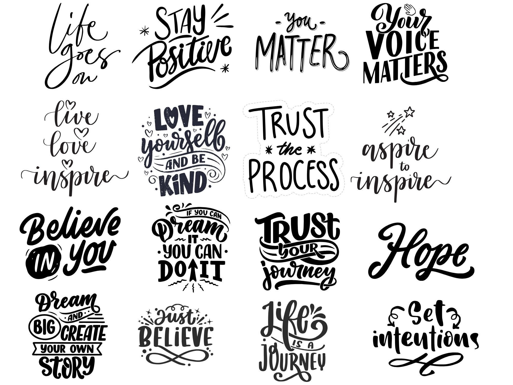 50 Inspirational Quotes Svgs, Self Love Quotes SVG Bundle, Motivational ...