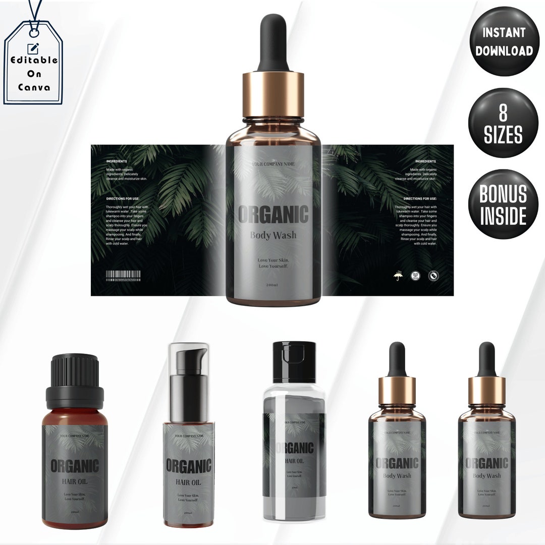 Essential Oil Bottle Label Template, DIY Label Design for Dropper ...