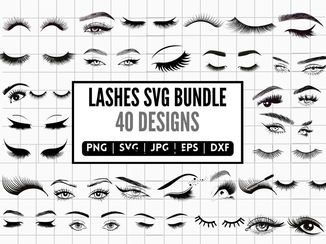40 Eyelashes SVG Bundle, Lashes and Brows Cut Files, Lashes Laser Files ...