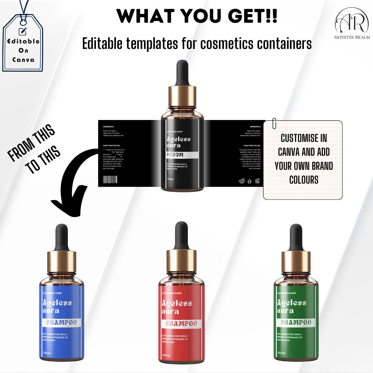 Essential Oil Bottle Label Template, DIY Label Design for Dropper ...