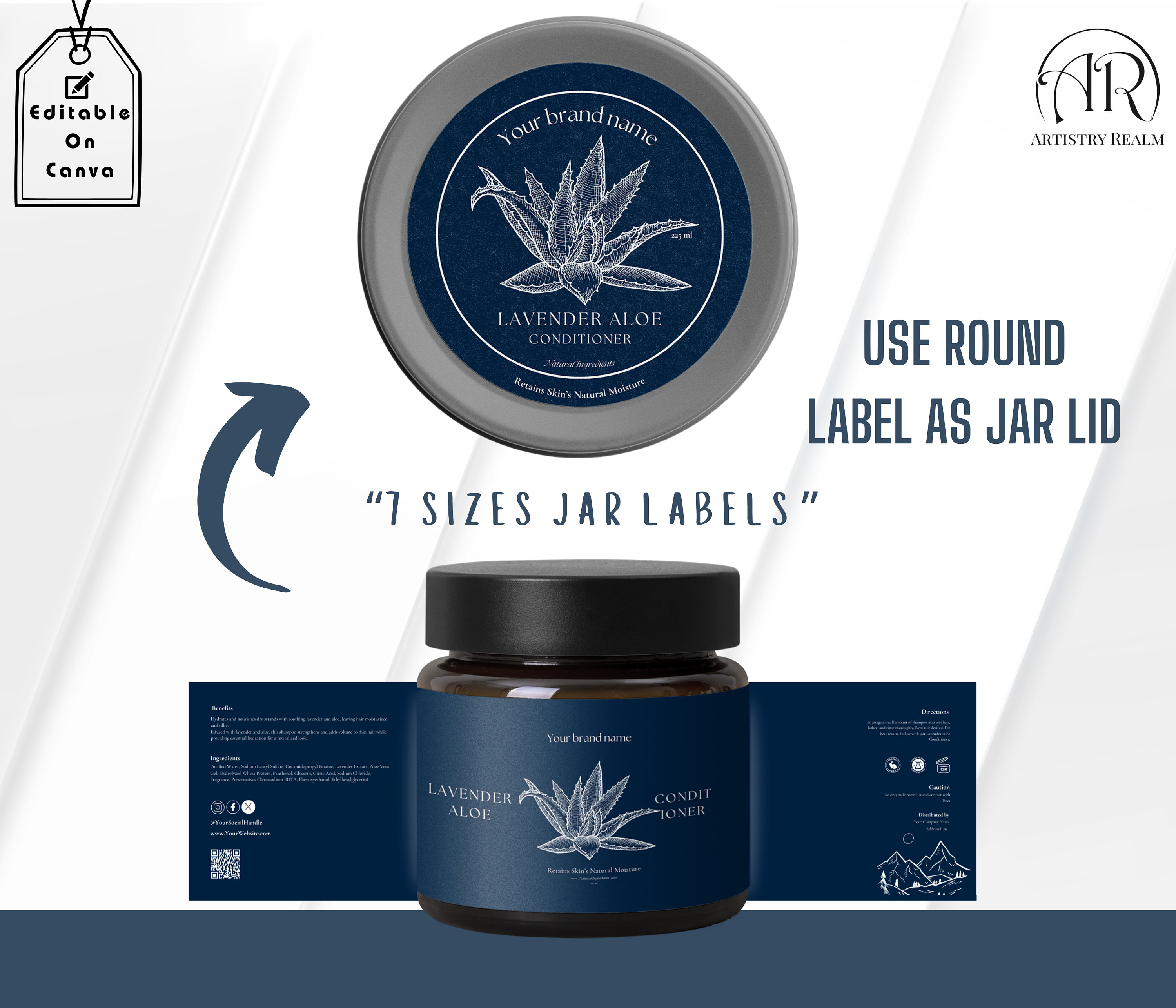 Cosmetic Label Template, Custom Jar Labels, Skincare Products Branding ...