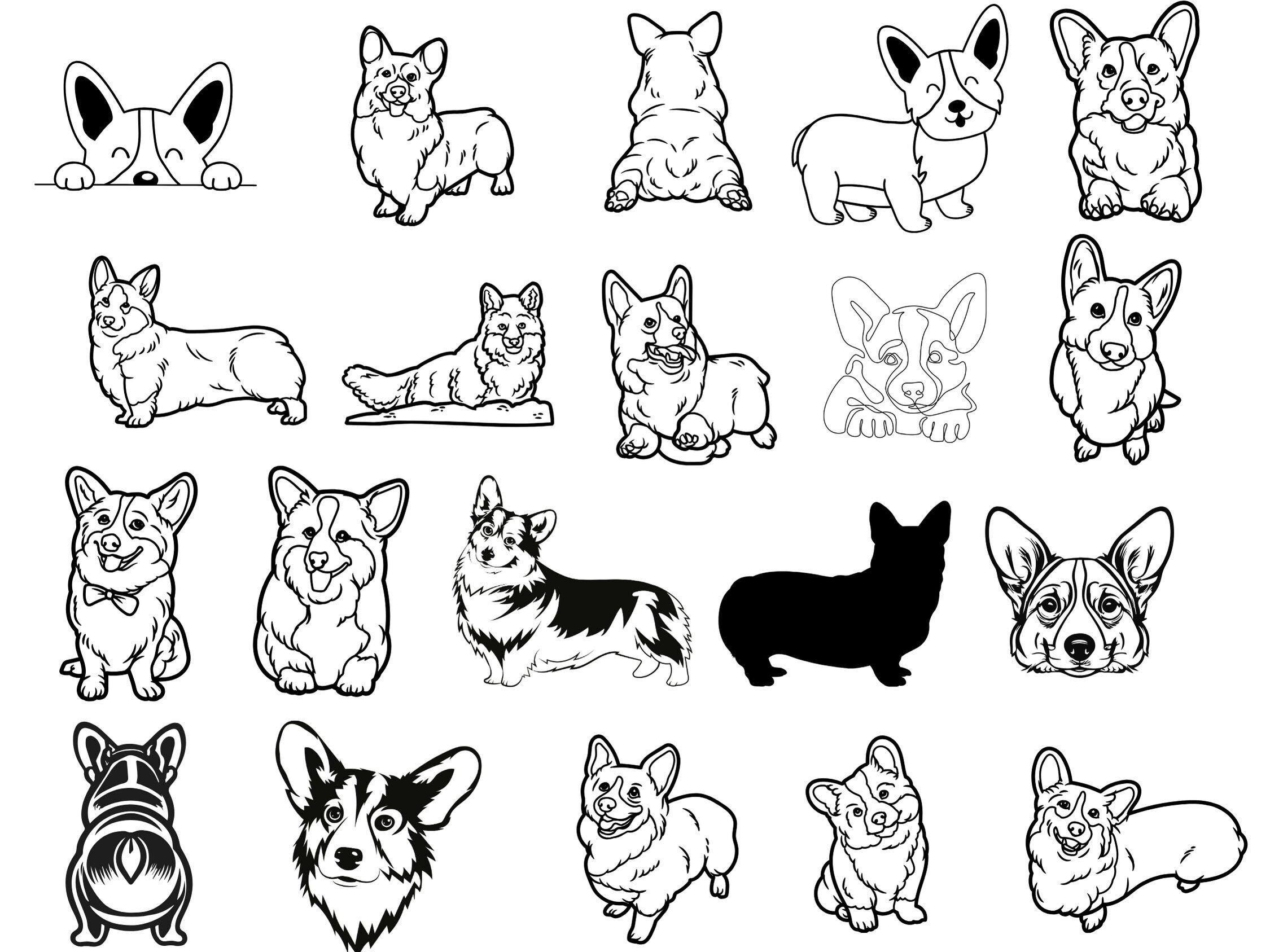 40 Corgi Dog SVG Bundle, Corgi Laser Cut, Corgi PNG Designs, Welsh ...