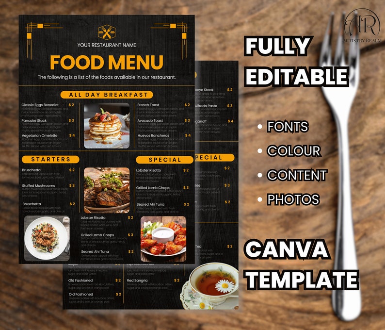 Restaurant Menu Template, Burgers, Sandwiches, BBQ Menu Design, Modern ...