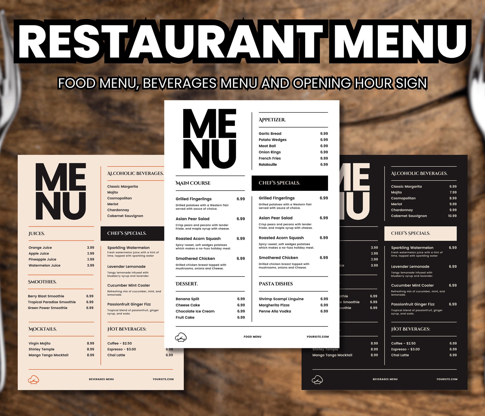 Restaurant Menu Template, Burgers, Sandwiches, BBQ Menu Design, Modern ...