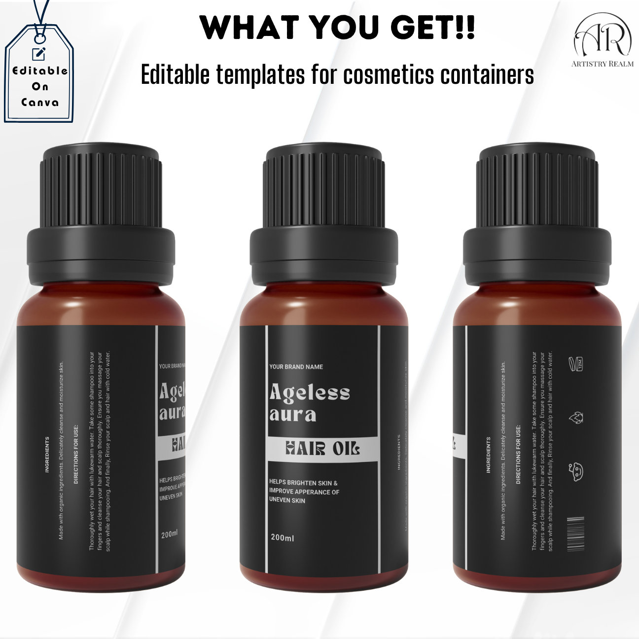 Essential Oil Bottle Label Template, DIY Label Design for Dropper ...