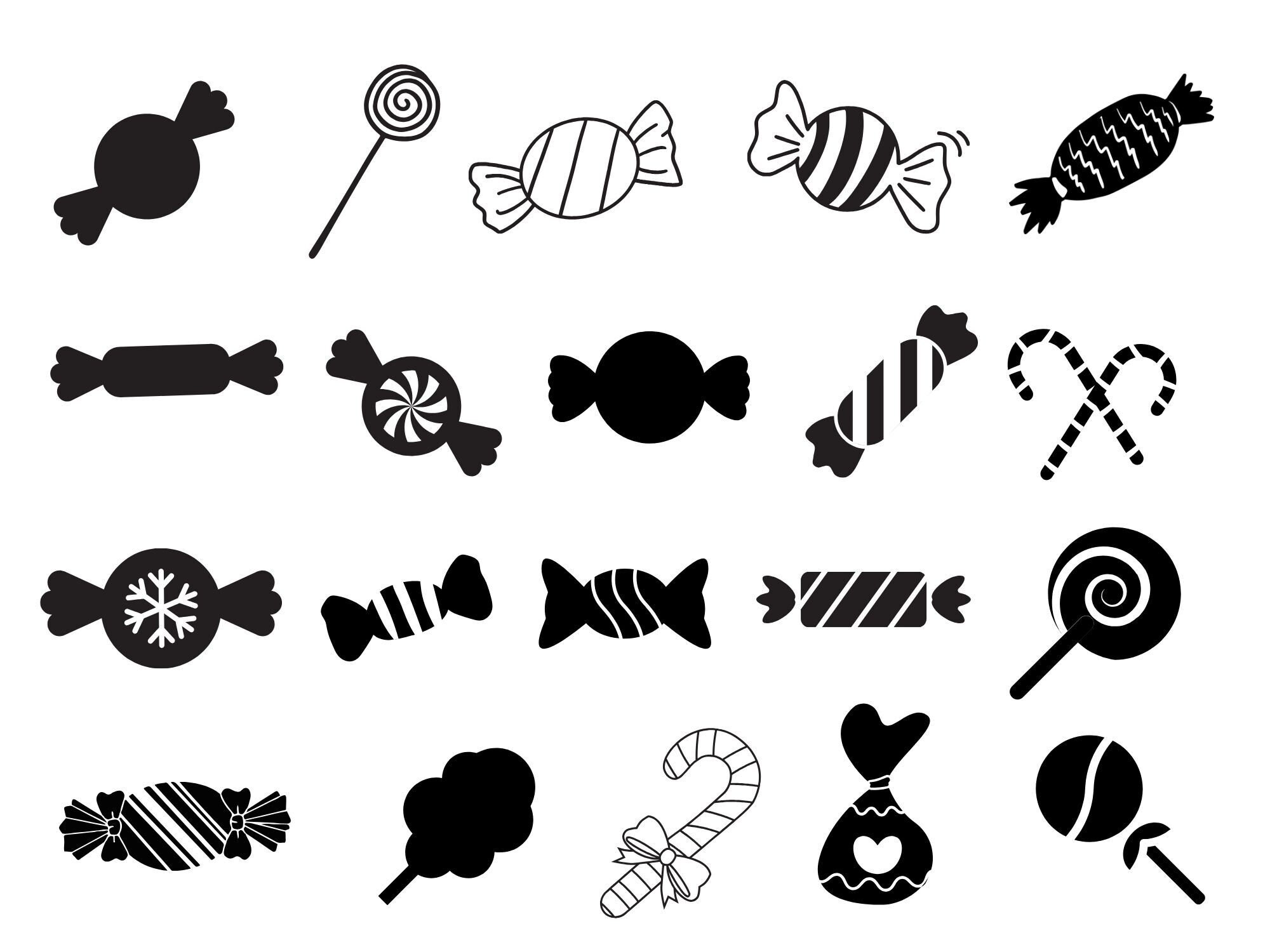 Candy SVG Bundle, Sweets PNG Designs, Candy Doodle Art, Candy Sticker ...