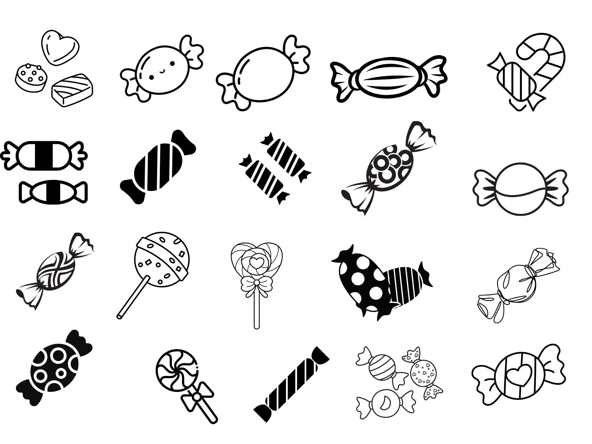 Candy SVG Bundle, Sweets PNG Designs, Candy Doodle Art, Candy Sticker ...
