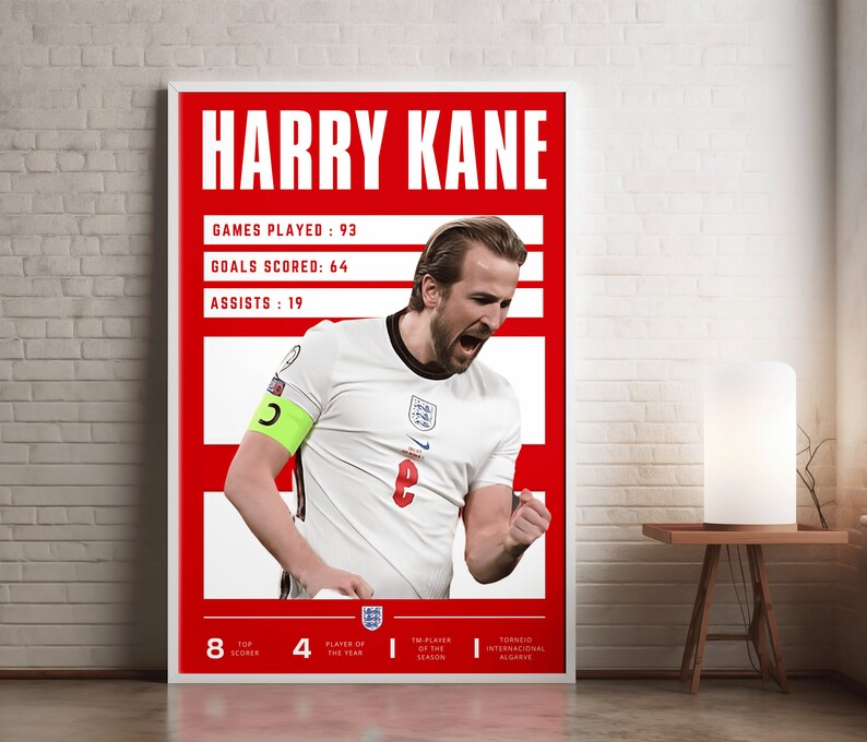 Harry Kane Poster, Digital Download Poster, England Football Team ...