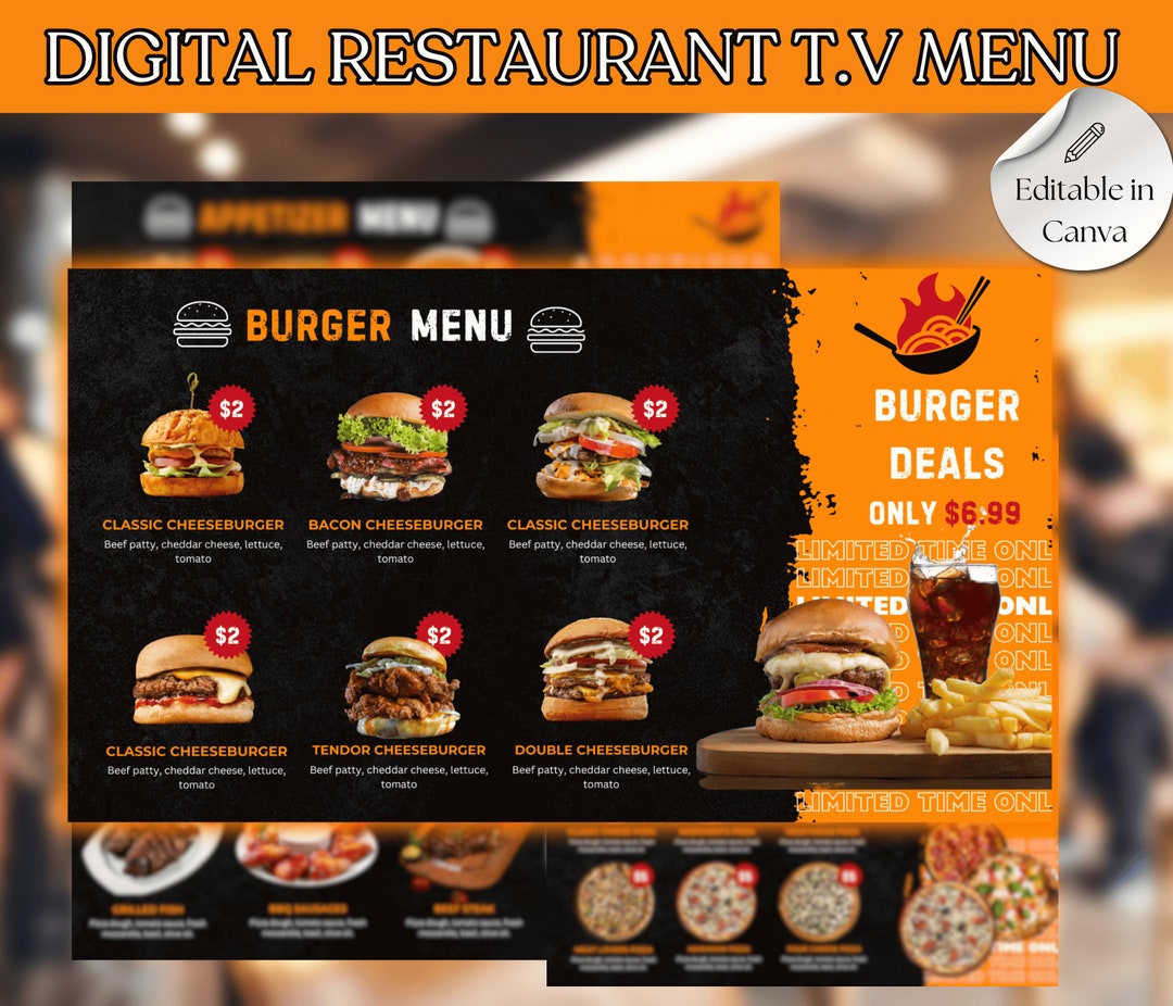 Editable Digital Menu Template, Animated TV Display Menu Template ...