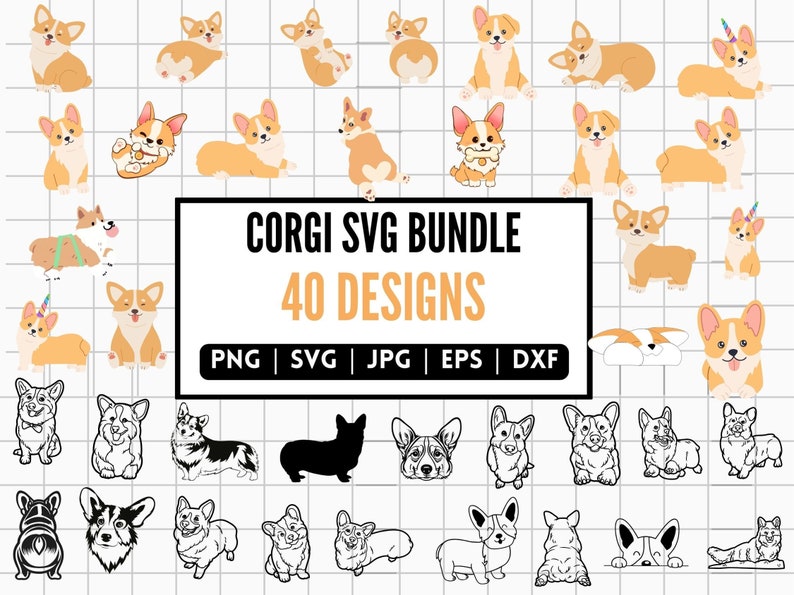 40 Corgi Dog SVG Bundle, Corgi Laser Cut, Corgi PNG Designs, Welsh ...
