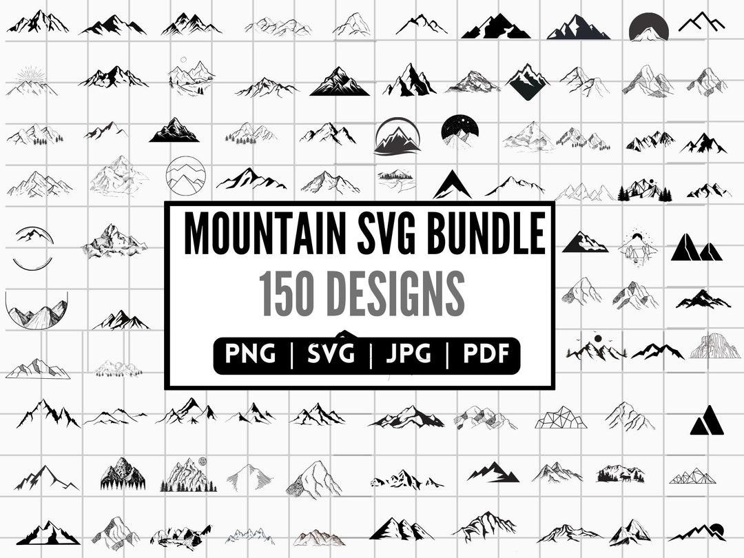 Mountains SVG Bundle, Mountain Ranges Vector Files, Mountain Monogram ...