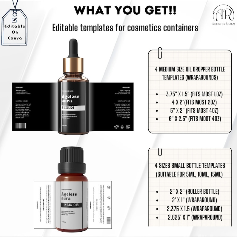 Essential Oil Bottle Label Template, DIY Label Design for Dropper ...