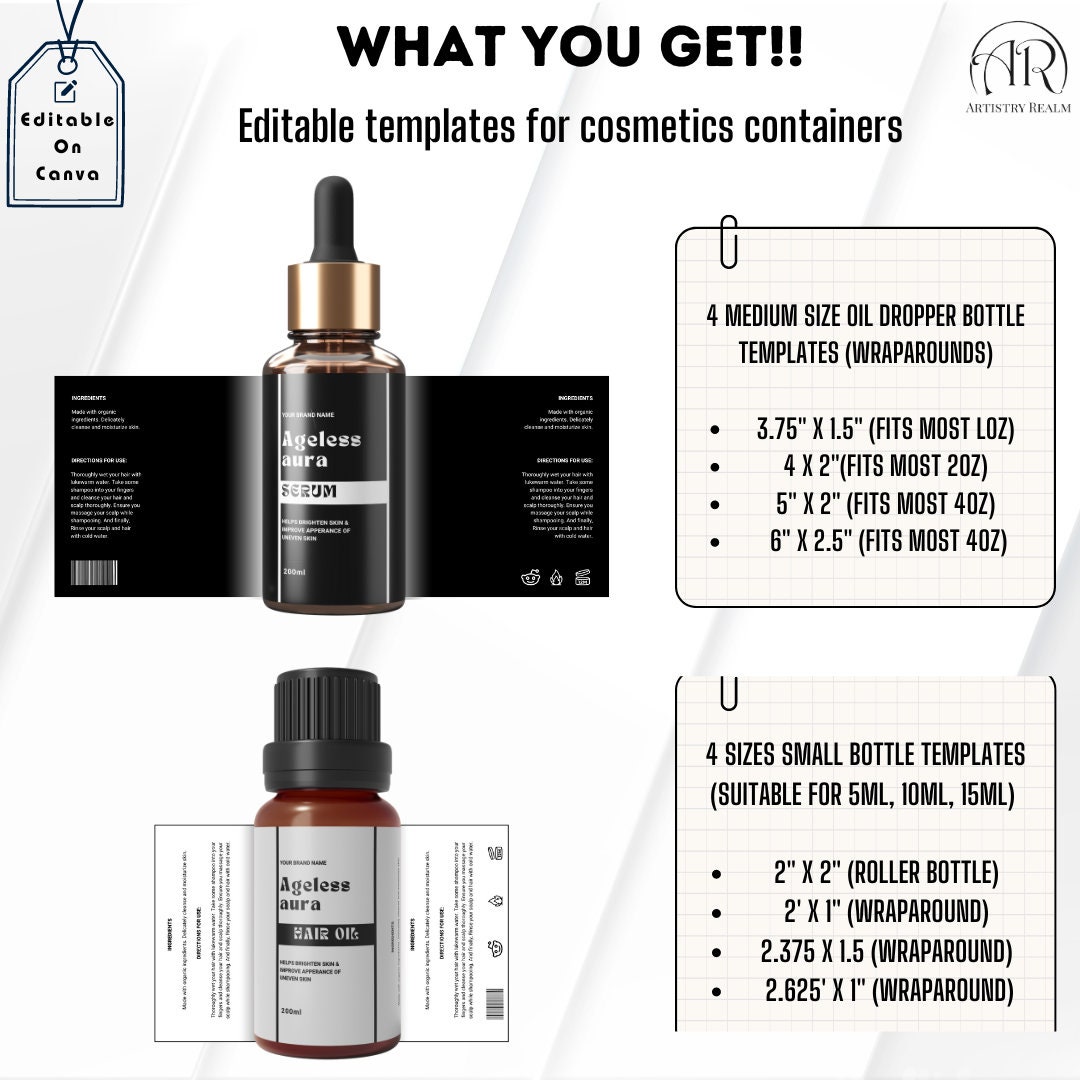 Essential Oil Bottle Label Template, DIY Label Design for Dropper ...