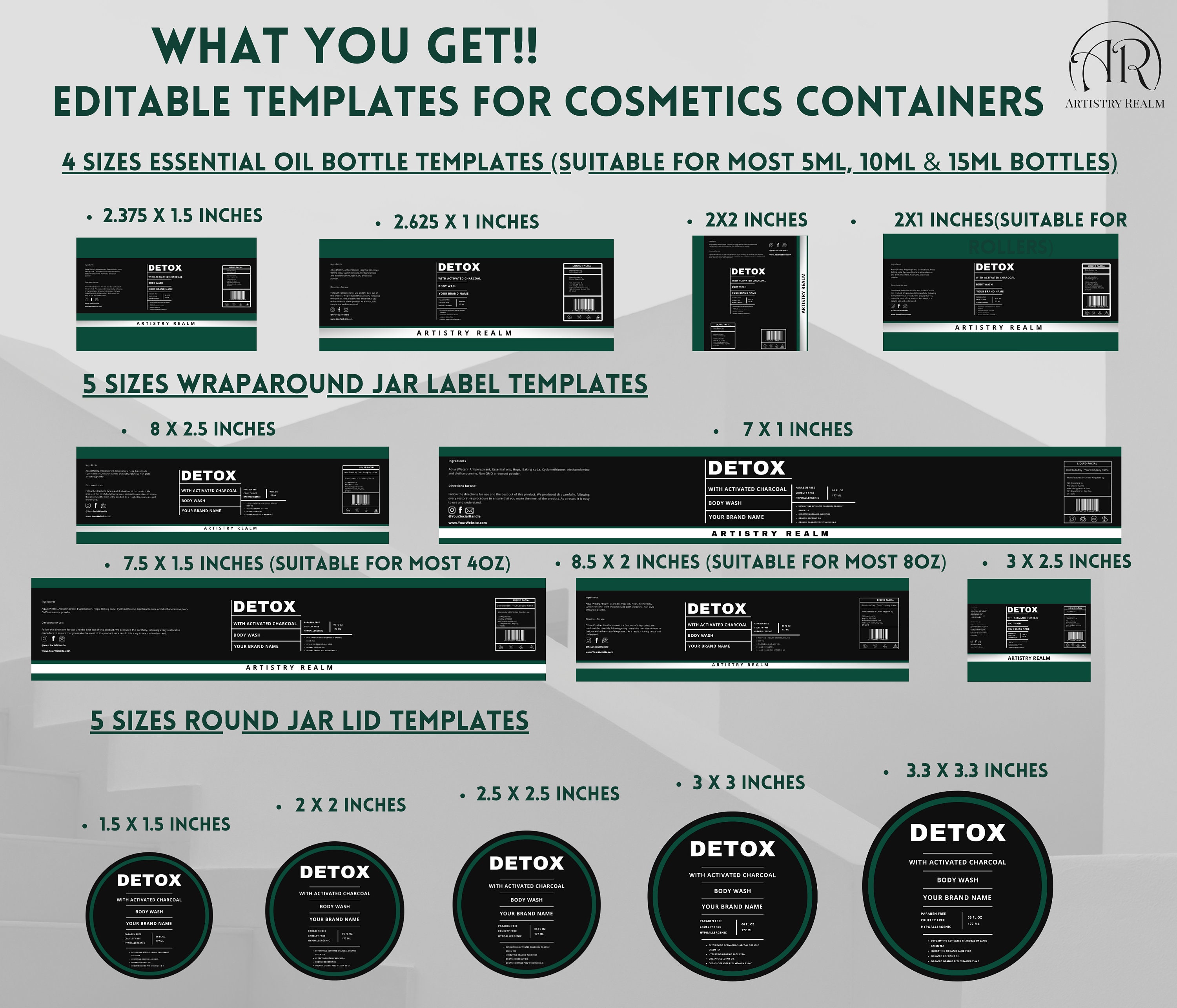 EDITABLE Cosmetic Label Template, Skincare Products Branding, Custom ...