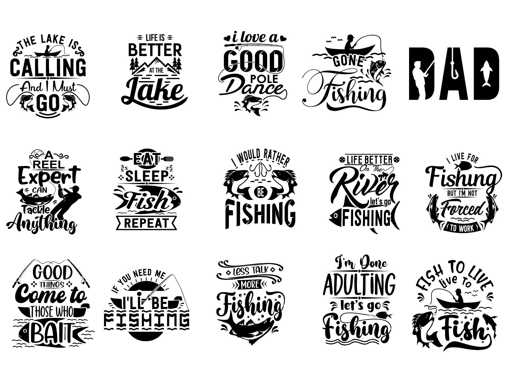 60 Fishing SVG Bundle, Fishing Cut Files, Laser Files, Fishing ...
