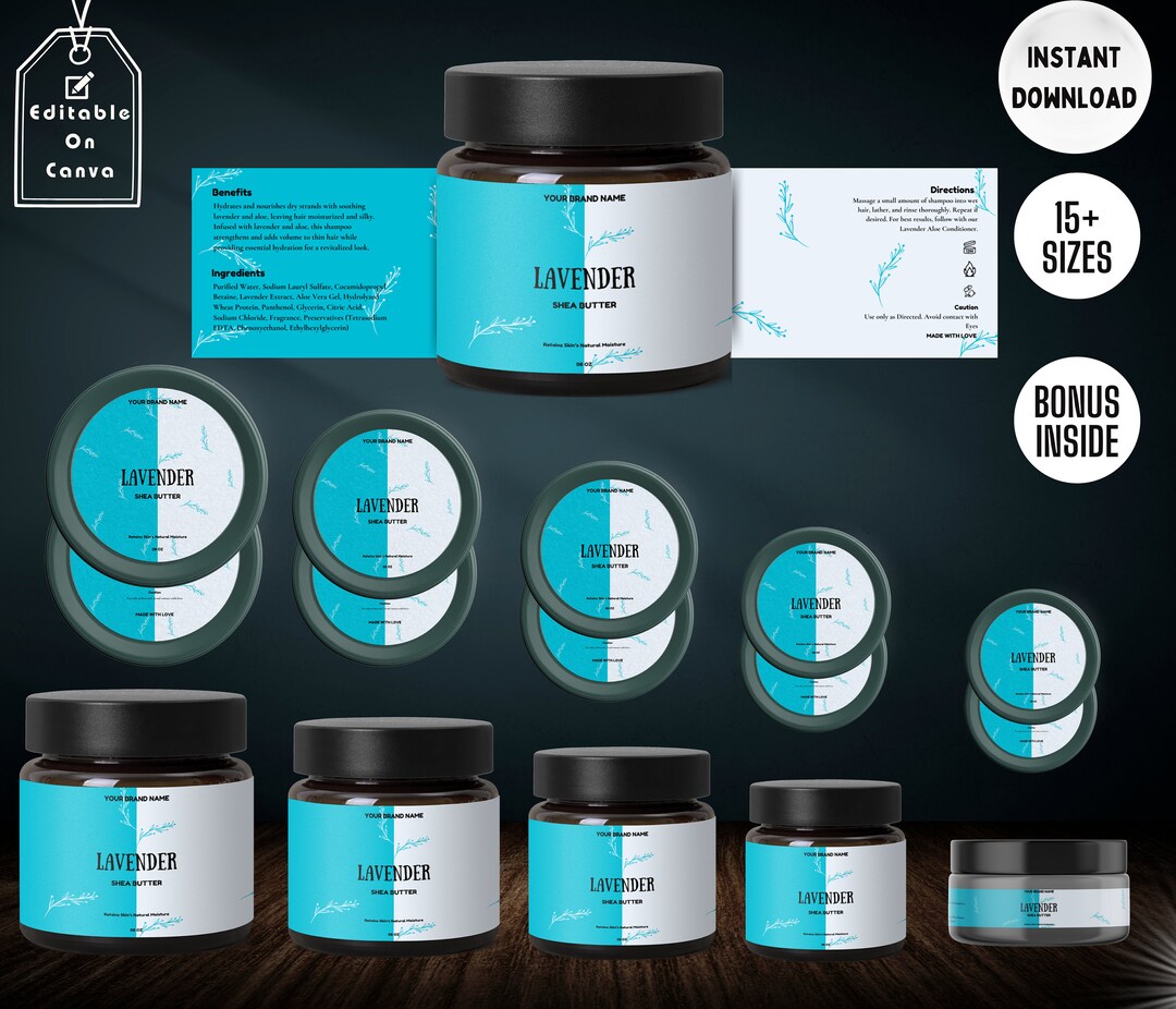 Cosmetic Label Template, Custom Jar Labels, Skincare Products Branding ...